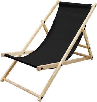 ECD Germany Liegestuhl klappbar, Schwarz, aus Holz, verstellbare R&uuml;ckenlehne, 3 Liegepositionen, bis 120 kg, Sonnenliege Gartenliege Strandliege Strandstuhl Holzk