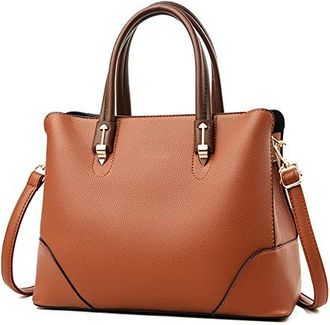 Generic Sacs &agrave; main et sacs &agrave; main pour femme tendance en cuir avec poign&eacute;e sur le dessus - Grand sac &agrave; bandouli&egrave;re, marron, Large