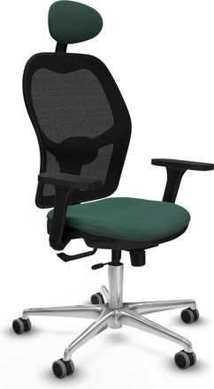 Piqueras y Crespo Ergonomischer Computerstuhl mit 3D-Armen, h&ouml;henverstellbarer Lendenwirbelst&uuml;tze und festem Kopfteil, ausgestattet mit Syncro/Traslack und injiziertem 