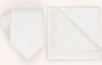 Paul Paul Set: Krawatte Und Einstecktuch weiss