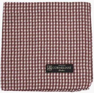 Corneliani Micro Checked Silk and Linen Pocket Square size Unica