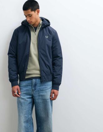 Fred Perry veste Brentham &agrave; capuche bleu airforce fonc&eacute;