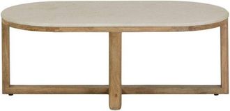 Made In Meubles Table basse en bois de manguier et marbre Emyr