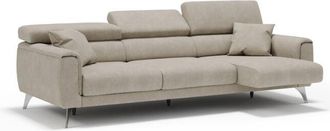 Divani.Store Caravaggio Sofa mit 3 unabhängigen ausziehbaren Sitzen und verstellbaren Kopfstützen aus wasserfestem Stoff T02 244 cm Creme