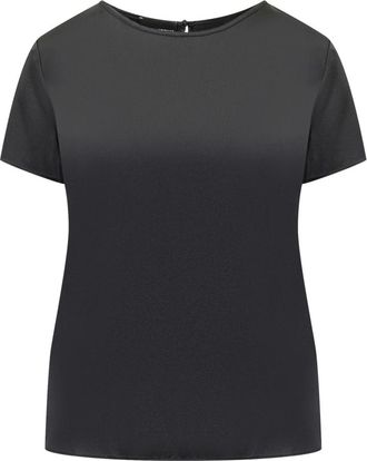 Emporio Armani Femme, Tops, Noir, Taille: 36 FR Chemisier &agrave; Manches Courtes en Satin de Soie