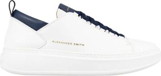 Alexander Smith Homme, Chaussures, Blanc, Taille: 44 EU Wembley Blanc Bleu Baskets en Cuir