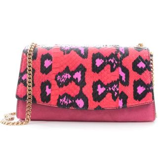 Sergio Rossi Suede & Python Pink Shoulder Bag
