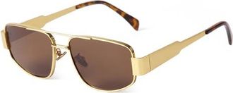 Generic Lunettes de soleil hexagonales rétro en métal pour femmes et hommes, lunettes de soleil de luxe tendance Steam Punk lunettes de soleil féminines UV400