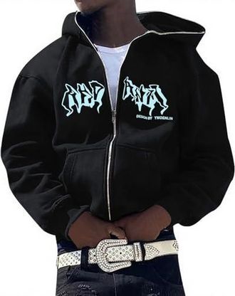 Generic Sweat &agrave; capuche pour homme avec fermeture &eacute;clair - Confortable - Couleur unie - Fermeture &eacute;clair - Pull avec poche - Baggy - Adolescent - Gar&ccedil;on - Ves