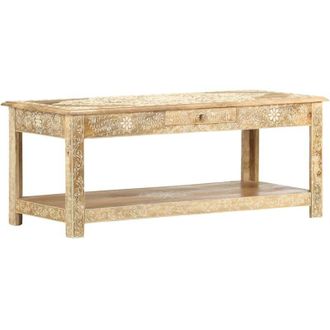 vidaXL Table basse peinte &agrave; main 110x50x45 cm Bois de manguier massif vidaXL