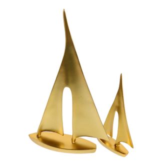 Cabilock 2 St&uuml;ck Goldene Segelschiff Skulpturen aus Resin Moderne Nautische Tischdekoration f&uuml;r Wohnzimmer B&uuml;ro Badezimmer Kompakte Segelboot Ornamente f&uuml;r Mee