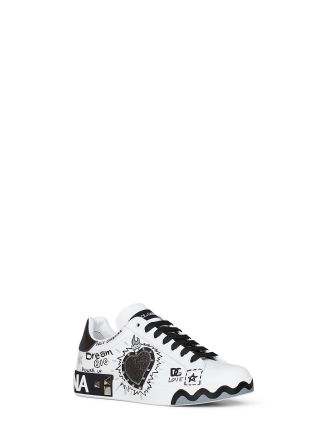 Dolce & Gabbana Mens Sneakers Portofino White Leather Calf Trainers