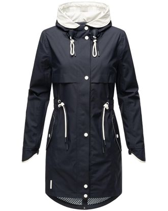 Navahoo Leichter Damen &Uuml;bergangsmantel Langer Parka mit Kapuze Xankaa Navy Gr. XXL