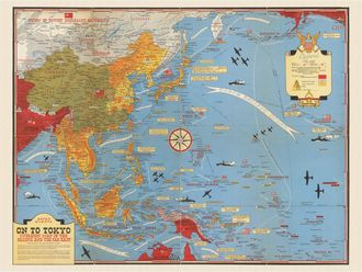 Artery8 Karte Turner 1944 Krieg WWII Auf nach Tokio Pazifik Ungerahmter großer Druck 46x61 cm