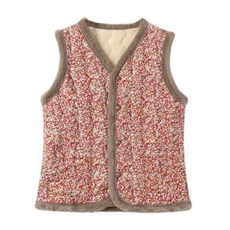 Generic Gilet Sans Manche Femme Gilet Femme D&eacute;contract&eacute; Quotidien Ville Matelass&eacute; Floral Hiver - Doublure Polaire Et Col Montant Pour Grand Froid