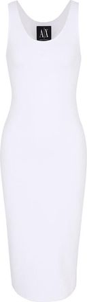 A|X Armani Exchange Damen Icon Project, Tank Dress, Small Logo Embroidery Kleid, Optisches Weiß, X-Klein