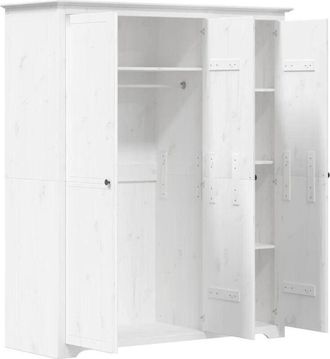 vidaXL Kleiderschrank bodo Wei&szlig; 146x53,5x173 cm Massivholz Kiefer - Vidaxl