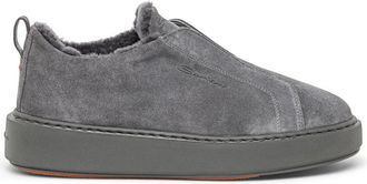 Santoni Slipper-Wildleder-Sneaker mit Fell - - Shoes - Damen - Grau - 36 EU