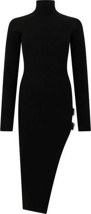Blumarine Femme, Robes, Noir, Taille: 40 FR Midi Knit Dress With Buckles