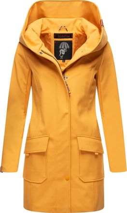 Marikoo Damen &Uuml;bergangsjacke Softshellmantel atmungsaktiv mit Kapuze Mayleen Amber Yellow Gr. XS