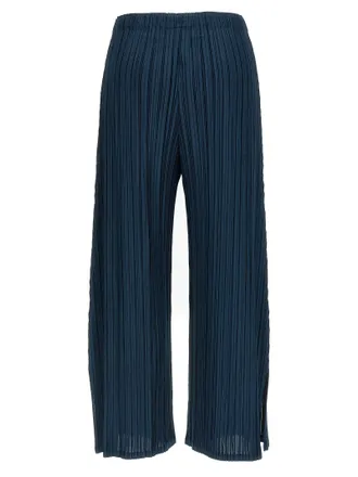Pleats Please Issey Miyake Womens Blue Polyester Casual Pants
