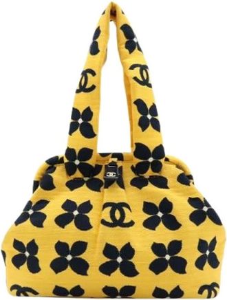 Chanel Sac &agrave; main vintage en toile Pre-owned - Femme - Pre-owned - Jaune - Taille: ONE Size