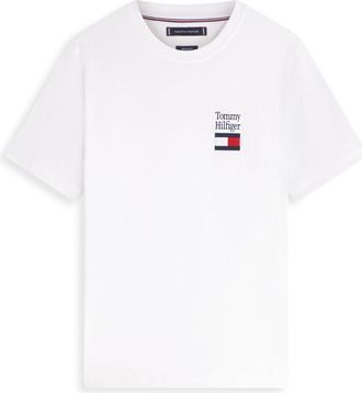 Tommy Hilfiger T-Shirt mit Flag-Stickerei in Jersey-Qualit&auml;t, Regular Fit in