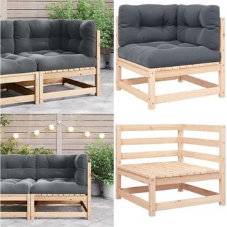 vidaXL Garten-Ecksofa mit Kissen Massivholz Kiefer - Gartensessel - Gartenecke - Lounge M&ouml;bel - Outdoor M&ouml;bel - Rattan Sessel - Home & Living