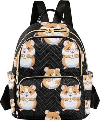 Mnsruu Mini sac à dos pour femme, motif hamster, noir, petit sac à dos tendance pour femme, sac à dos décontracté, Multi621, M