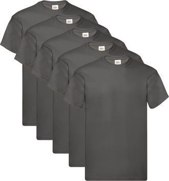 Fruit Of The Loom Herren T-Shirt Original T 61-082-0, 5 Graphit, 3XL (5er Pack) + 1HL-Kauf Notizblock
