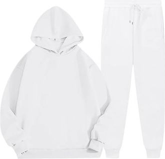 Generic Tenues daéroport pour femme, survêtements 2 pièces grande taille, confortables, chauds, ensembles dautomne Co Ord, couleur unie, pantalon long, costum