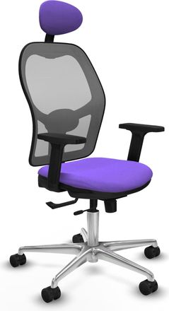 Piqueras y Crespo B&uuml;rostuhl mit 2D-Armen, h&ouml;henverstellbarer Lendenwirbelst&uuml;tze und festem Kopfteil, ausgestattet mit Syncro/Traslack und injiziertem Schaumstoff, Grau/