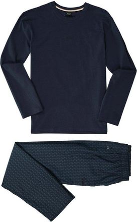 HUGO BOSS Herren Schlafanz&uuml;ge blau Baumwolle gemustert
