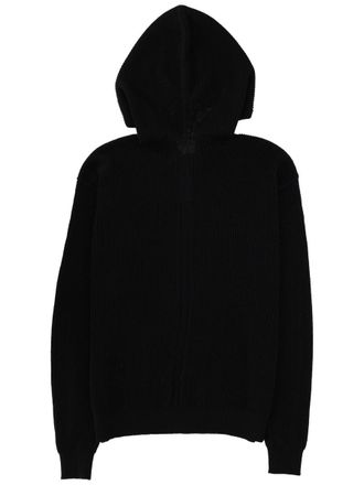 Rick Owens Hooded Wool Sweatshirt - Black