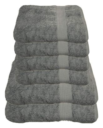 Julie Julsen 6 TLG Handtuchset 2 Badet&uuml;cher 4 Handt&uuml;che Reine Baumwolle &uuml;ber 30 Farben Silbergrau
