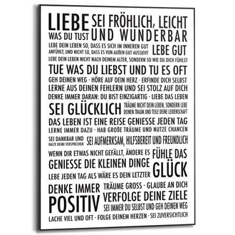 Reinders Gerahmtes Bild, Positiv Leben, Home Office, Bilder, Wanddeko, Room Decor, MDF, Schwarz-Wei&szlig;, 70 x 50