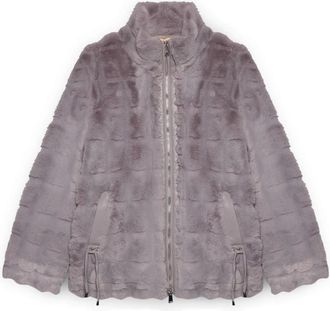 Fiorella Rubino Femme, Vestes, Gris, Taille: 56 FR Veste effet peluche à col montant