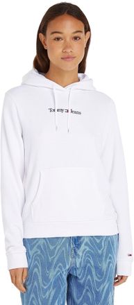 Tommy Hilfiger Tommy Jeans Damen Hoodie Regular Serif Linear mit Kapuze, Wei&szlig; (White), M