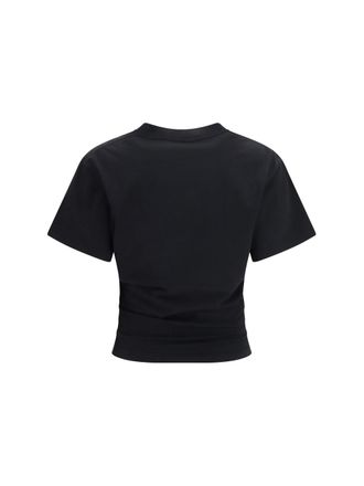 Balenciaga Womens Vintage Holiday Cropped T-Shirt Black Cotton T-Shirts And Polos