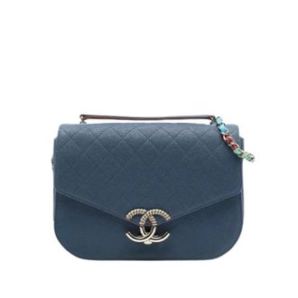 Chanel Pre-owned Quilted Caviar Leather Satchel - - Pre-owned - Damen - Blau - ONE SIZE