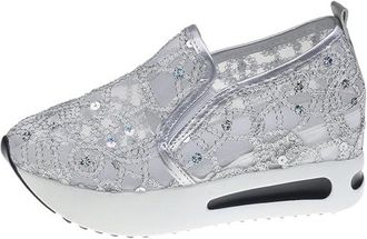 Generic Baskets orthop&eacute;diques pour femme - Broderie florale - Respirantes - Bout rond - Chaussures compens&eacute;es habill&eacute;es et d&eacute;contract&eacute;es - Chaussures de march