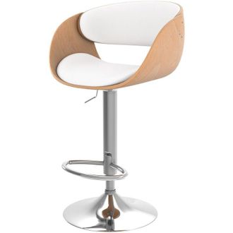 Rendez-Vous D&eacute;co Rendez-vous D&eacute;co - Chaise de bar r&eacute;glable en cuir synth&eacute;tique blanc 62,5/83,5 cm - adelmar