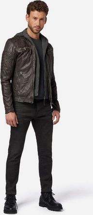 Ricano Lederjacke 12815 Hood Lederjacke mit abtrennbarer Kapuze und Kordelzug