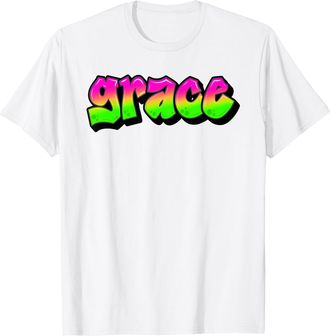 BDAZ Grace Graffiti Personalisierter Name Gr&uuml;n Rosa Frauen M&auml;dchen T-Shirt