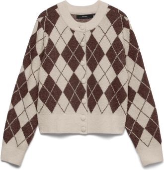 Vero Moda Vmhalo Ls O-Neck Argyle Cardigan Exp