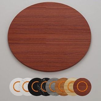 Generic Grande table de salle &agrave; manger ronde en bois de 75 cm d&eacute;paisseur et plateau de service id&eacute;al pour la salle &agrave; manger et la cuisine Finition teck 50 cm 