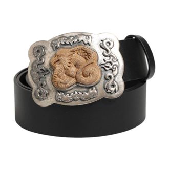 Dolce & Gabbana Gothic Drachen Metall Schnalle Leder G&uuml;rtel - - Accessories - Herren - Schwarzk - ONE SIZE