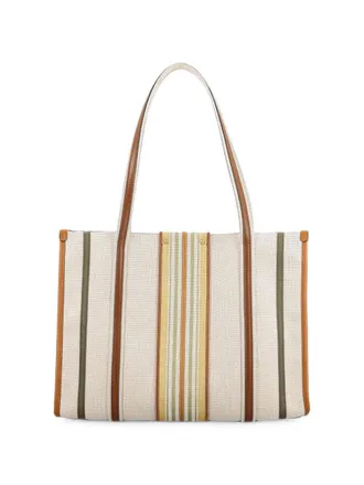 Chlo&eacute; Striped Canvas Tote Bag - Cream