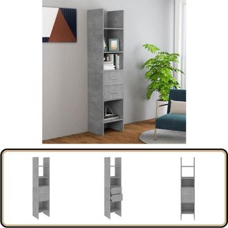 vidaXL Vidaxl - Bücherregal Betongrau 40x35x180 cm Holzwerkstoff - Bücherregal - Regal - Holzmöbel - Beton Grau - Wohnzimmer Möbel