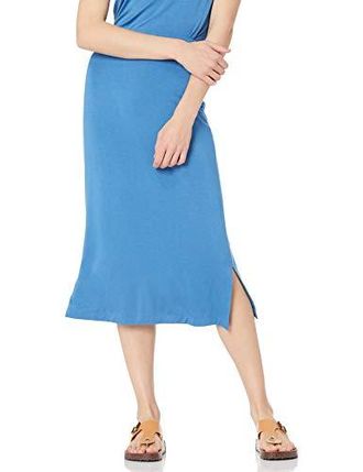 Amazon Essentials Jupe midi en Tricot à Enfiler (Disponible en Grande Taille) Femme, Bleu, XXL
